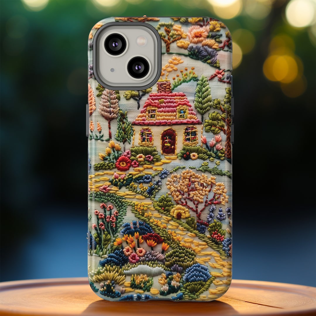 Thready or Knot Garden Cottage Phone Case | 3D Embroidery Look Vintage ...