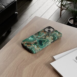 Emerald Green Marble Phone Case | Faux Malachite Tough Case for iPhone ...