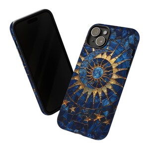 Celestial Stained Glass Moon and Stars Phone Case | Faux Stain Glass ...