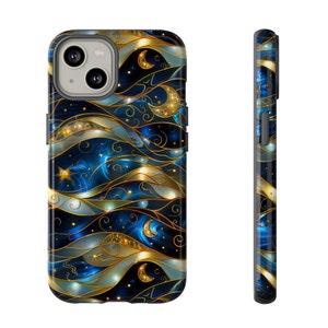Stained Glass Celestial Moon Phone Case | Stained Glass Effect Stars ...
