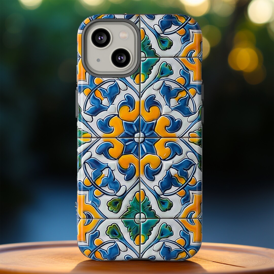 Colorful Azulejo Porcelain Tile Mediterranean Phone Case, Vintage ...