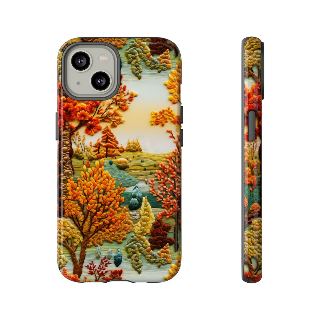 Golden Grove Enchanted Forest Phone Case | Aesthetic 3D Embroidery ...