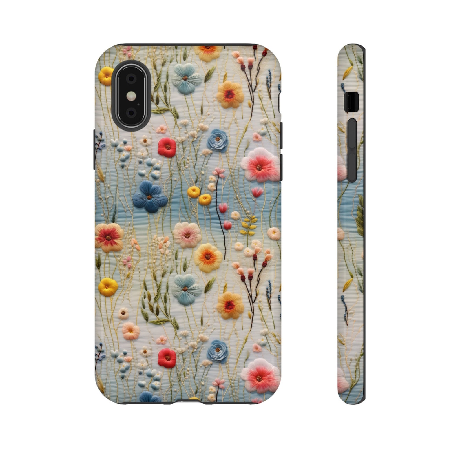 3D Faux Embroidered Floral Phone Case | Quilted Flowers Design ...