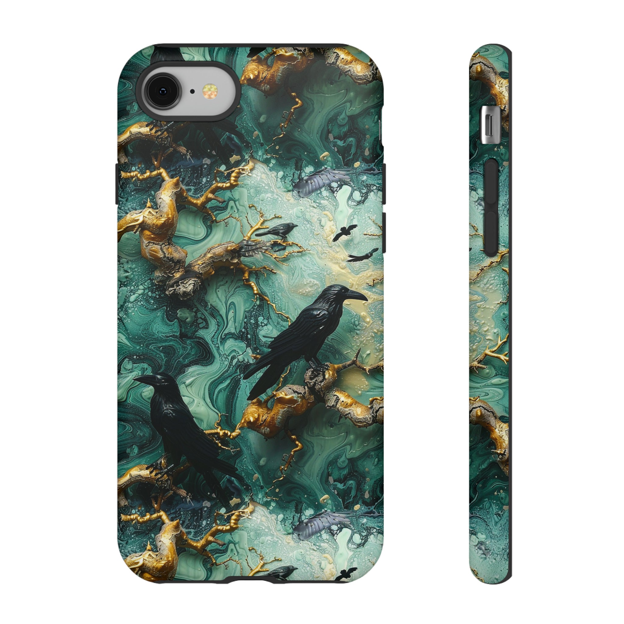 Emerald City Gothic Raven Phone Case 3D Dark Cottagecore Green Mosaic ...