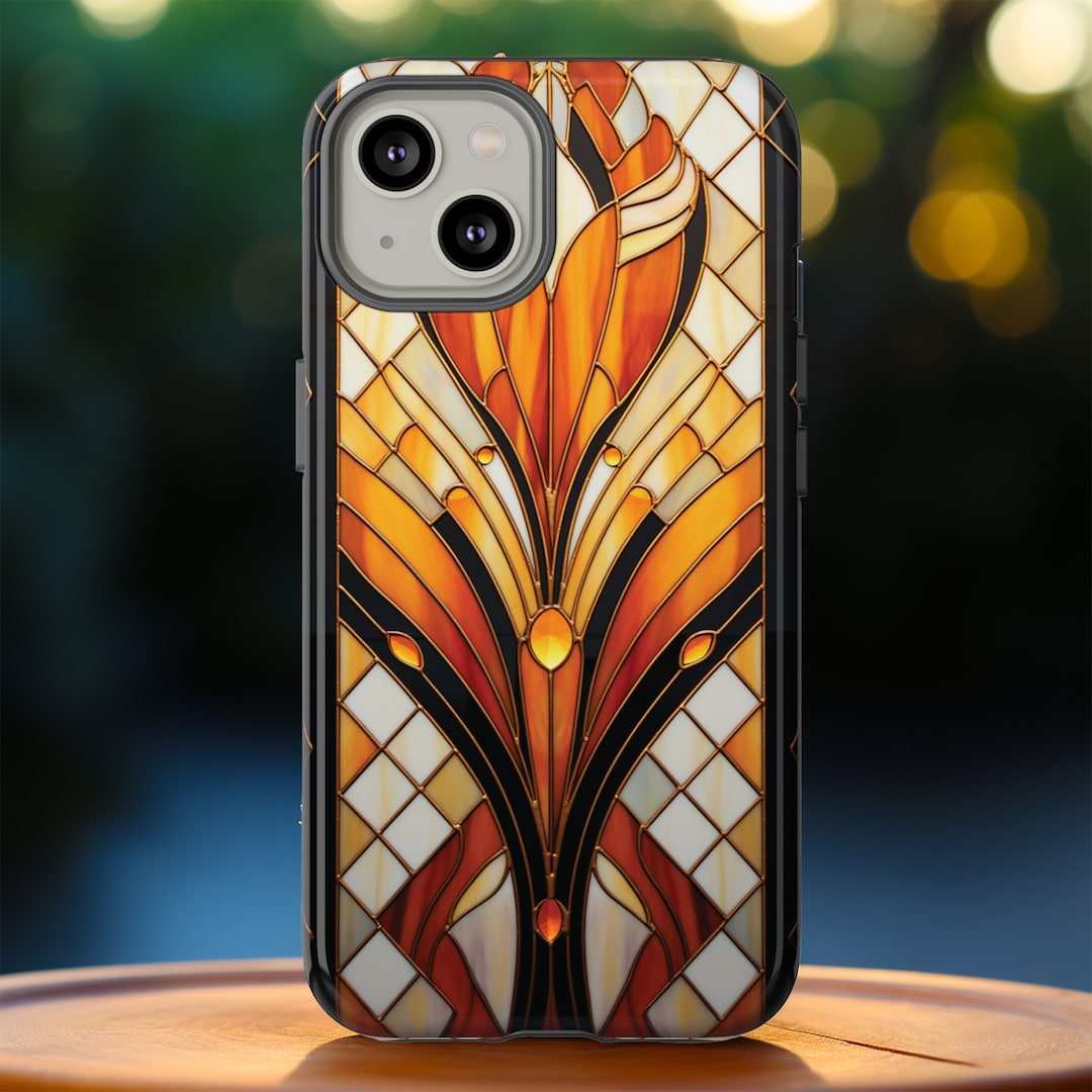 Abstract Stained Glass Art Deco Phone Case for iPhone 15 14 13 12 11 ...