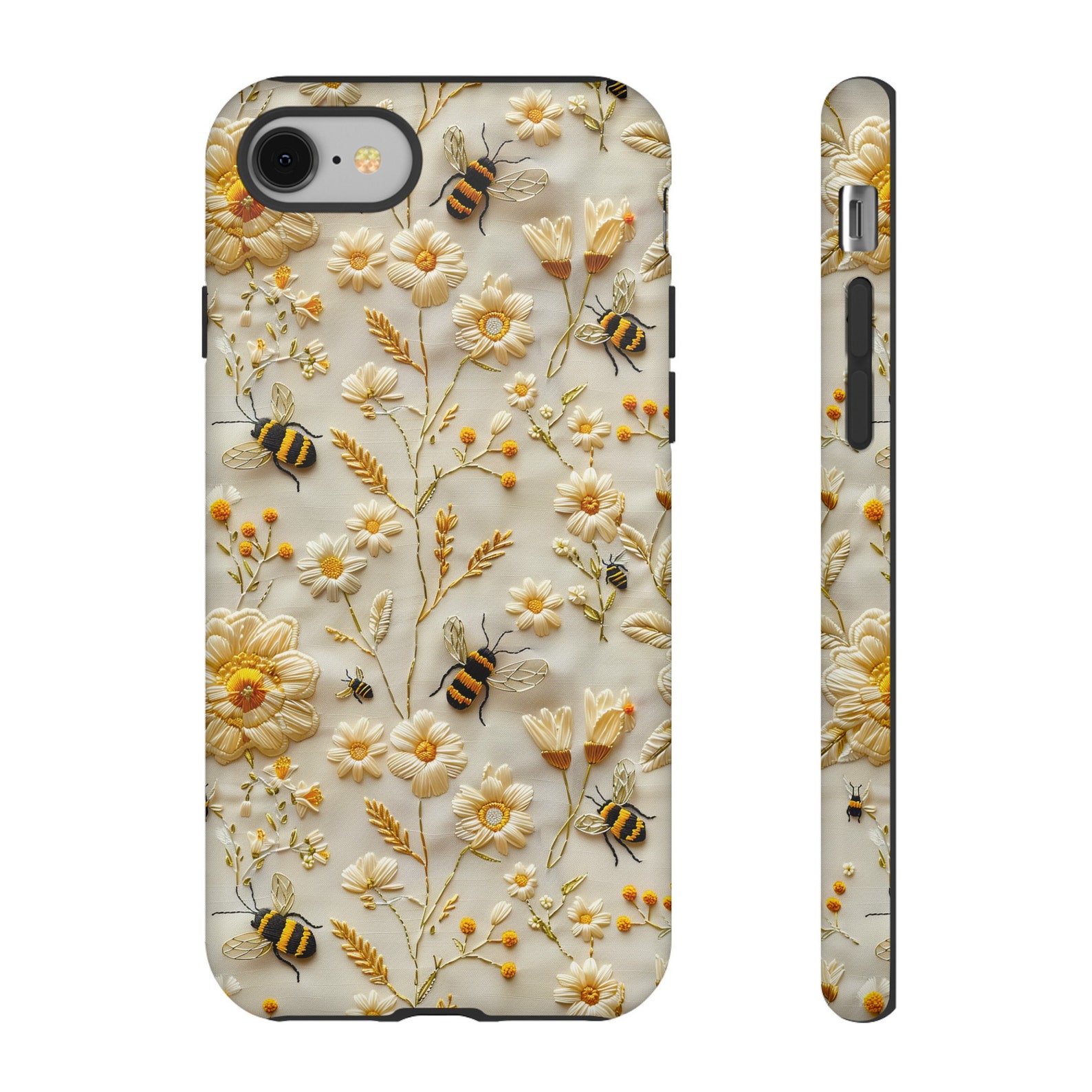 3D Embroidered Foral Bumblebee Phone Case | Faux Embroidery Cute Floral ...
