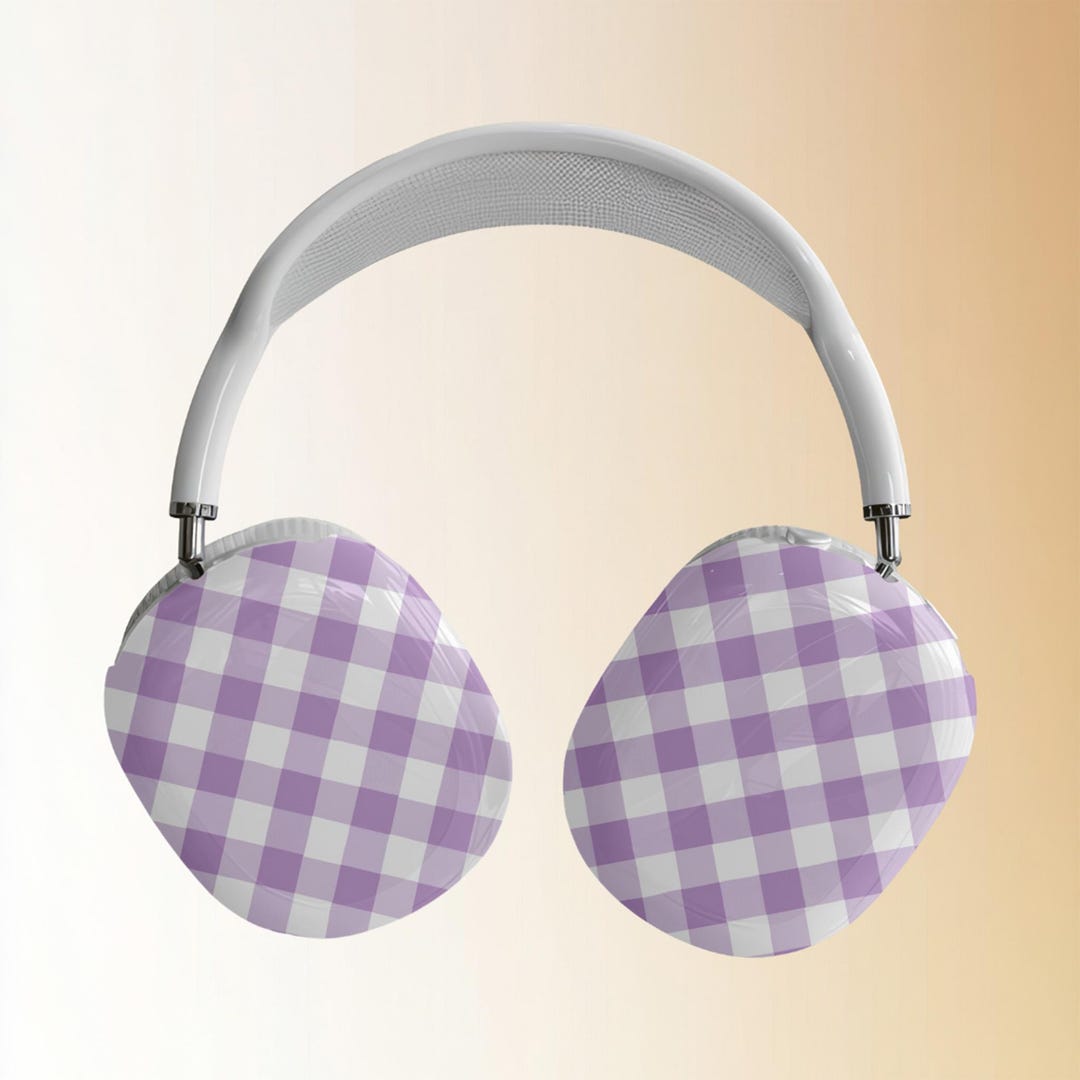 Pink Gingham Design AirPod Max Headphone Cover, Lavender Plaid Airpods ...