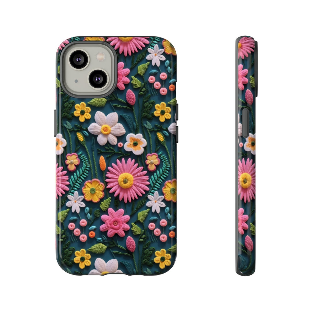 Vintage Floral Embroidery Cottagecore Phone Case Delicate Boho Florals ...