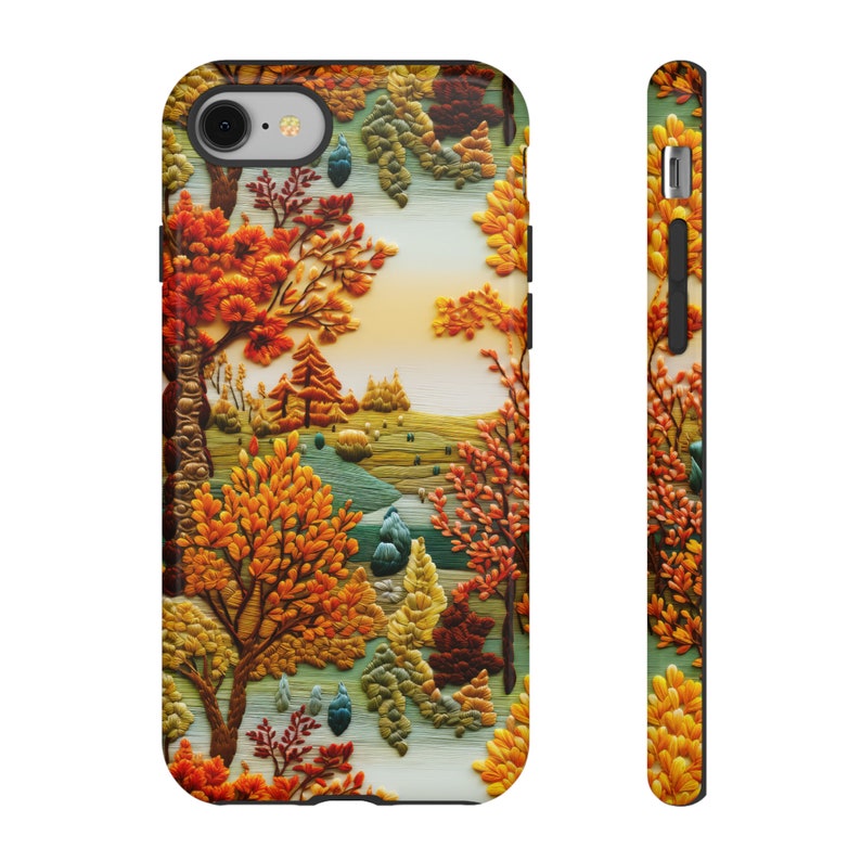 Golden Grove Enchanted Forest Phone Case Aesthetic 3D Embroidery Effect ...