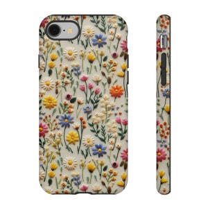 Boho Summer Floral Faux Embroidery Phone Case | Romantic Cottagecore ...