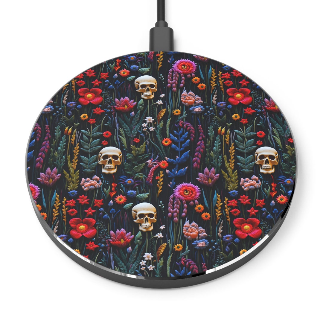 Garden of Bones Skeleton Wireless Phone Charger, 3D Embroidered Look ...