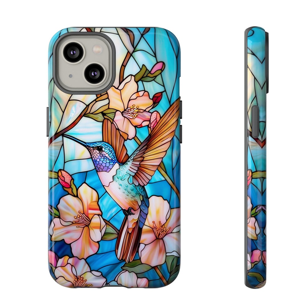 Faux Stained Glass Hummingbird Phone Case | Hummingbird Stained Glass ...