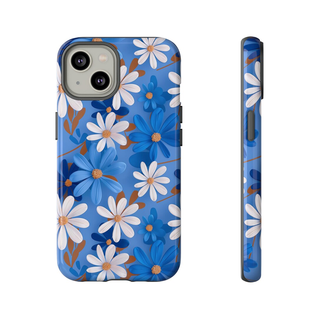Sapphire Symphony Spring Daisy Phone Case | Cute Blue 3D Daisy Design ...