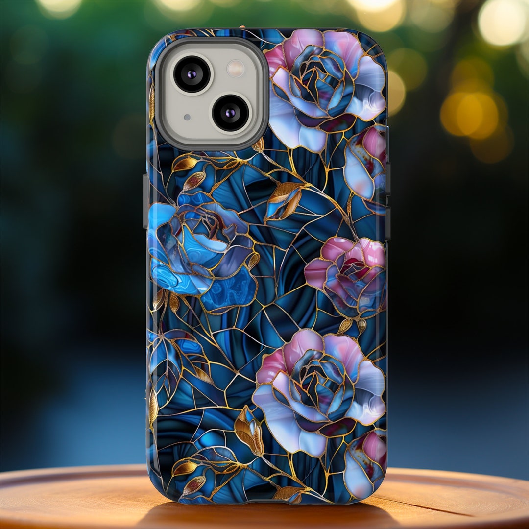 Floral Stained Glass Phone Case | Stained Glass Effect Mosaic Flowers ...