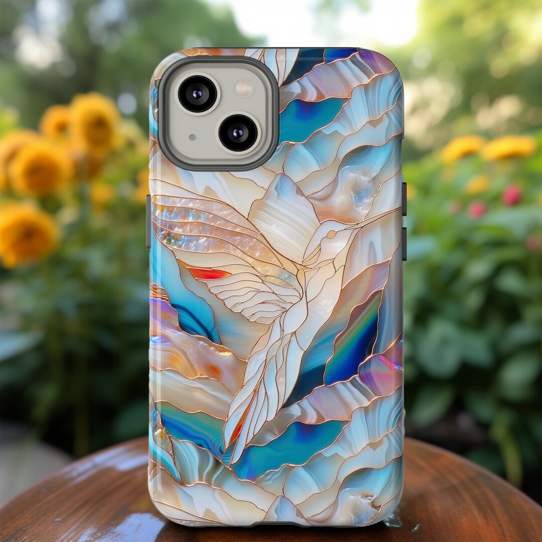 Winged Whispers Stained Glass Print Hummingbird Phone Case, Mother of ...