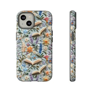 Threaded Tales 3D Embroidery Floral Bookish Phone Case | 3D Faux ...