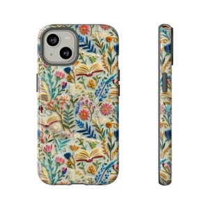 Threaded Tales 3D Embroidery Floral Bookish Phone Case, Faux ...