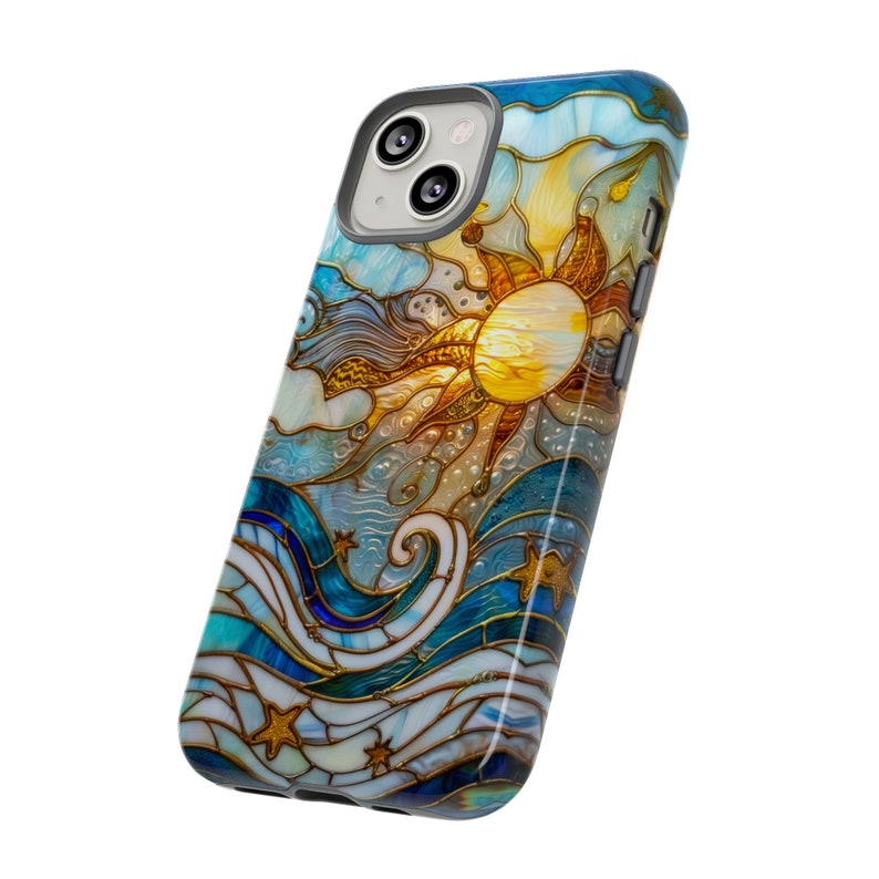 Stained Glass Sunset Design Phone Case | Faux Stain Glass Effect Sun ...