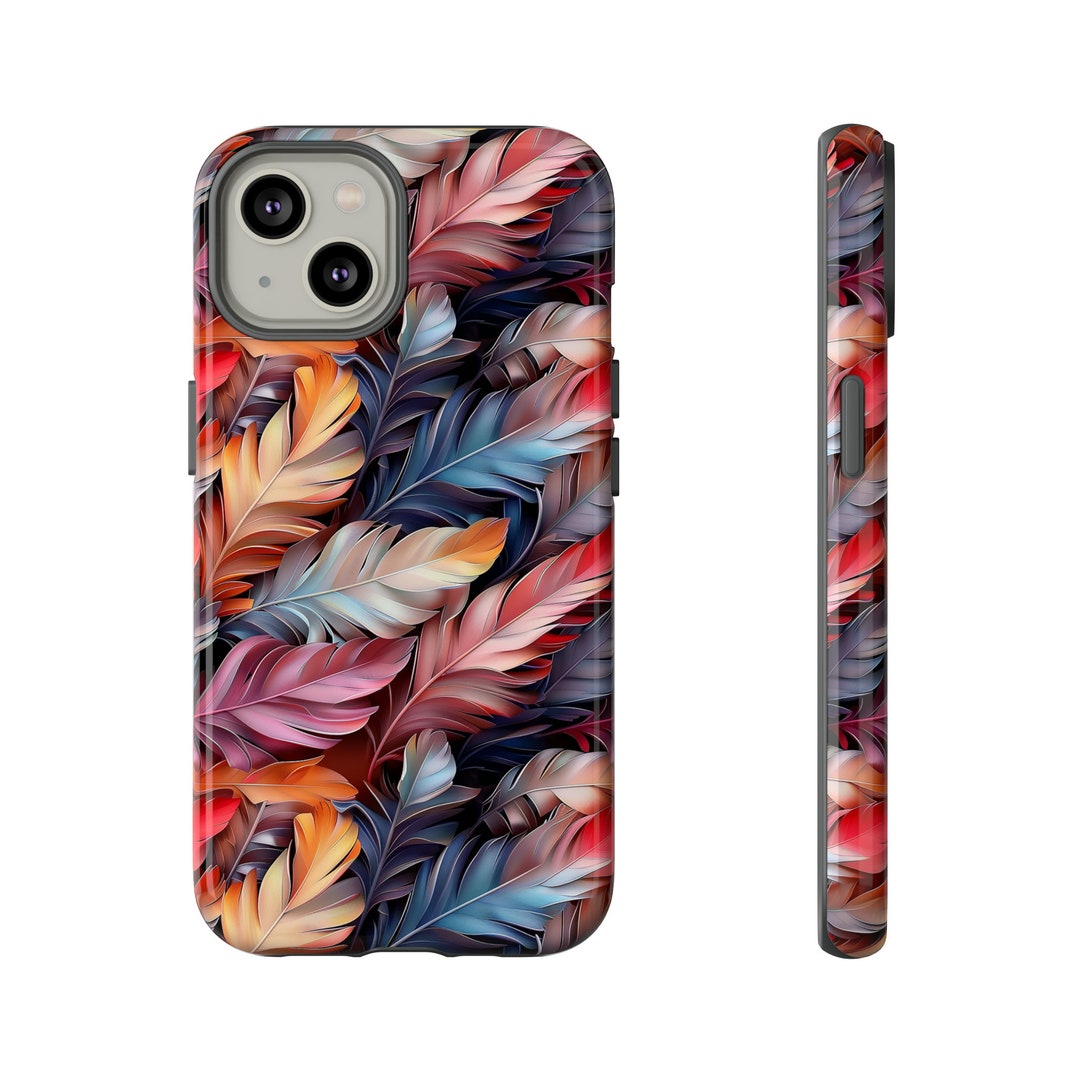 A Quill in Time Colorful 3D Feather Phone Case 3D Floral Feathers Phone ...
