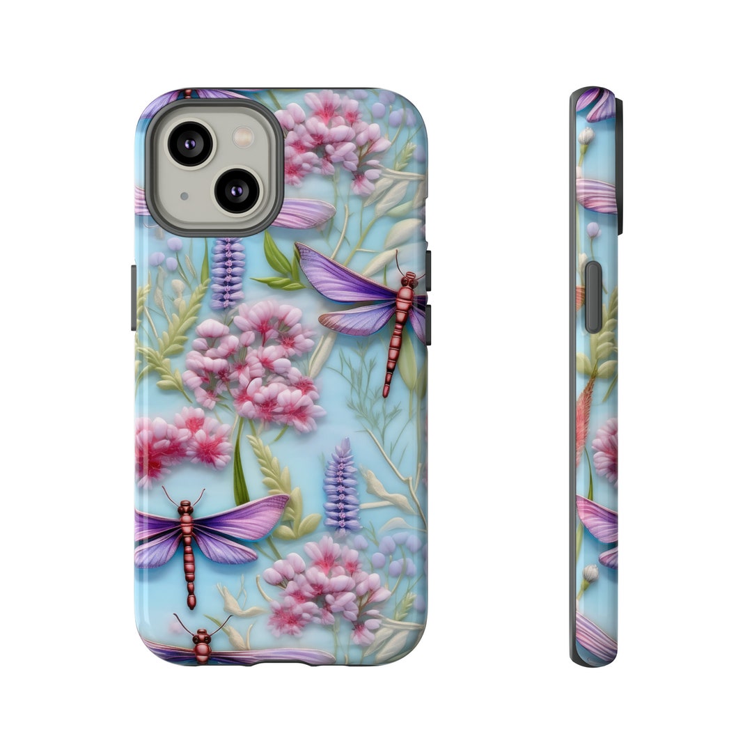 Garden Gala Dancing Dragonflies Phone Case | Embroidery Effect Boho ...