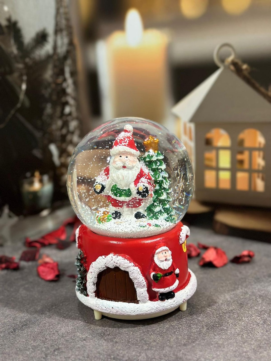 Snow Globe Christmas Large Size With Lights and Music - Etsy