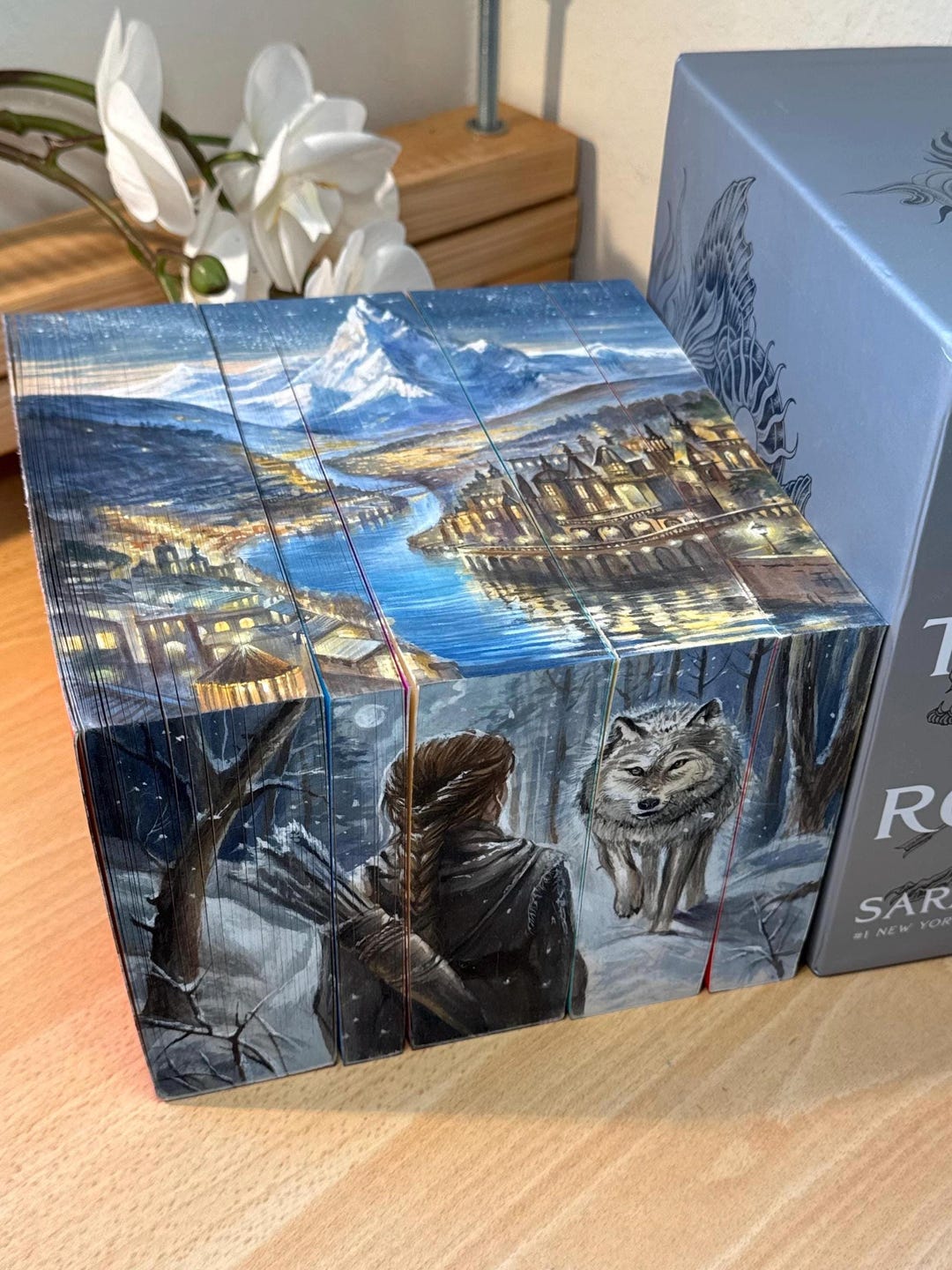 ACOTAR Book Set Paperback With Hand Painted Edges, Slipcase. Made to ...