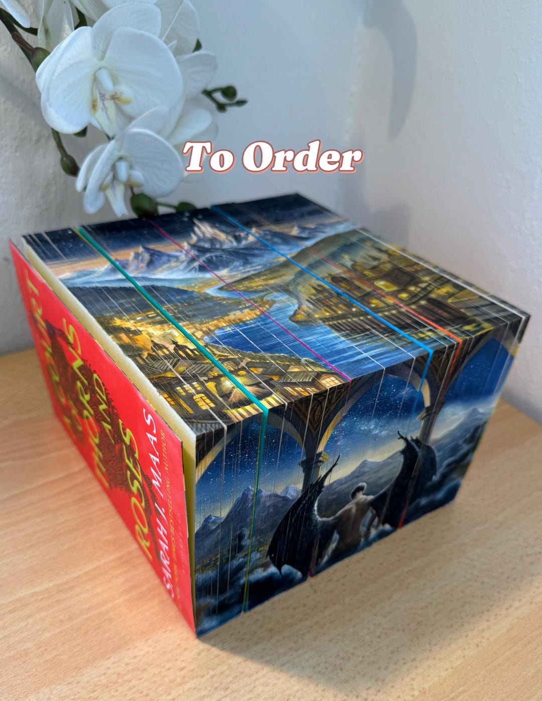ACOTAR Paperback Book Set With Hand-painted Edges, Slipcase. Made to ...