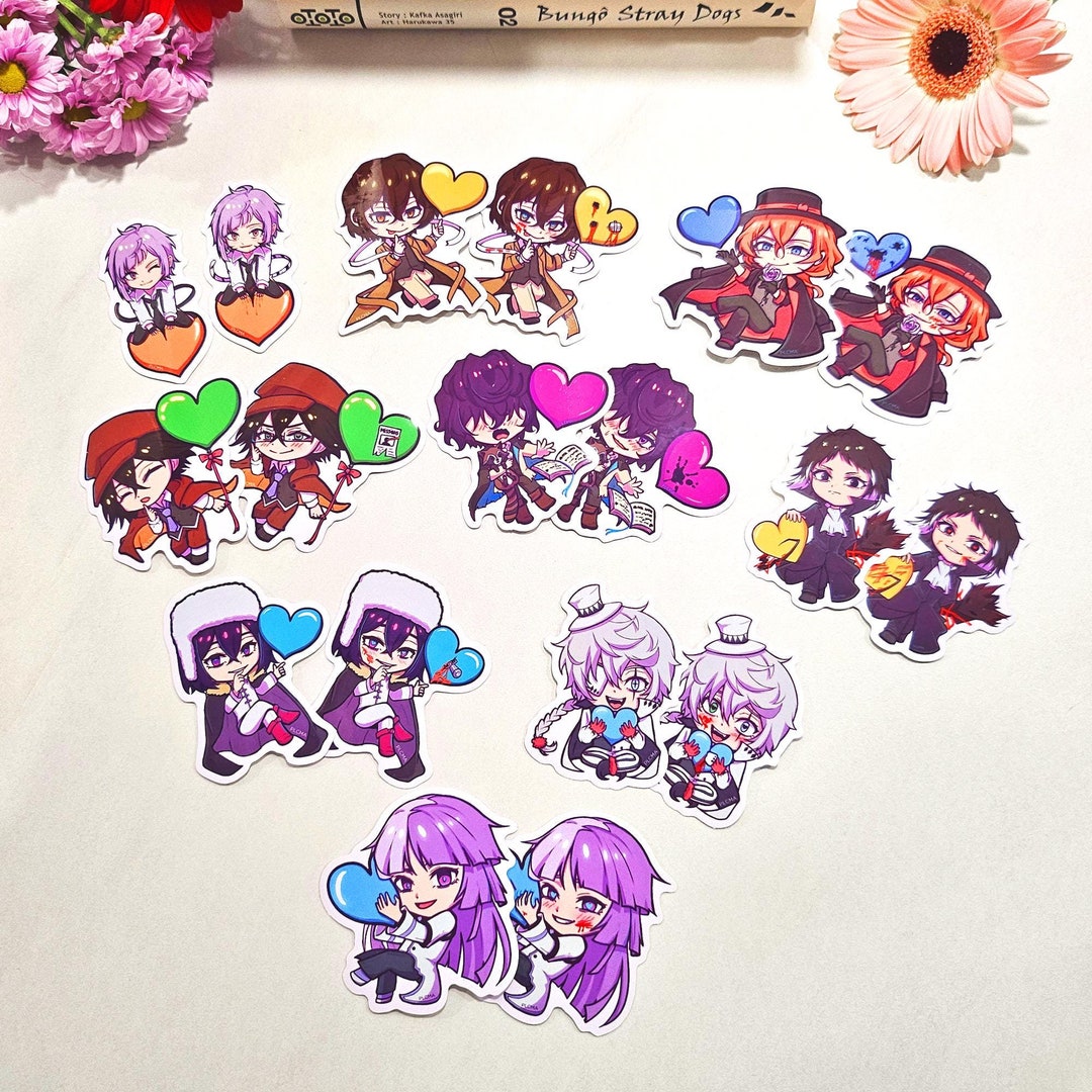 BSD Stickers Dazai, Chuuya, Ranpo, Fyodor, Nikolai, Sigma, Poe ...