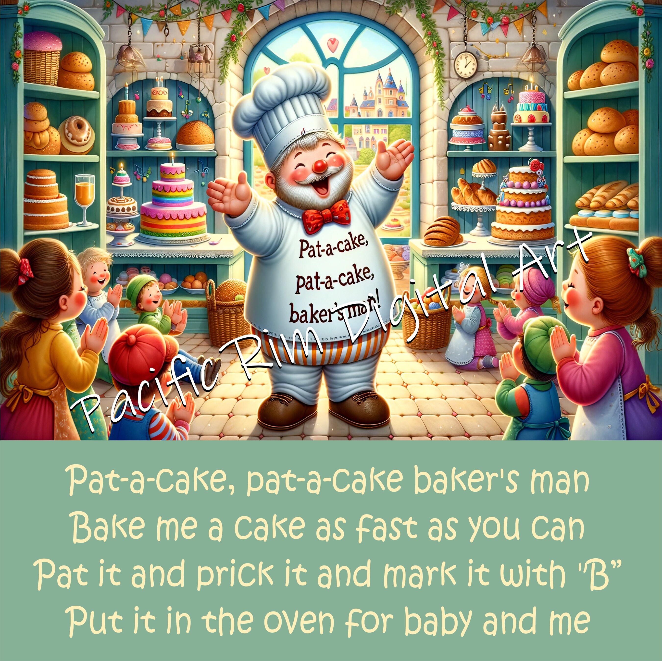 Pat a Cake Nursery Rhyme With Picture. - Etsy