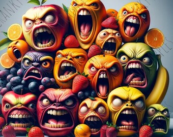 Funny Angry Grumpy Orange Digital Art Hilarious Ugly Fruit - Etsy