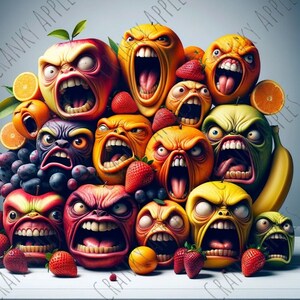 Funny Angry Screaming Fruit Digital Art Hilarious Ugly Fruit Printable ...