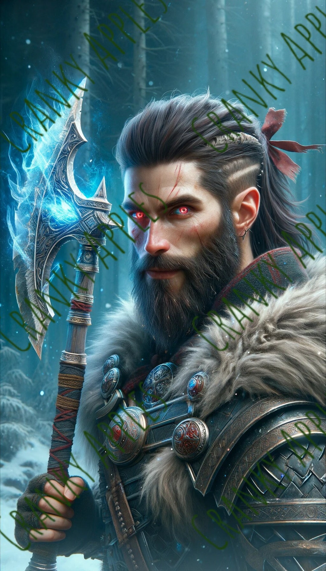 Viking Warrior Mystic Frost Magic Digital Art Instant Download Fantasy ...