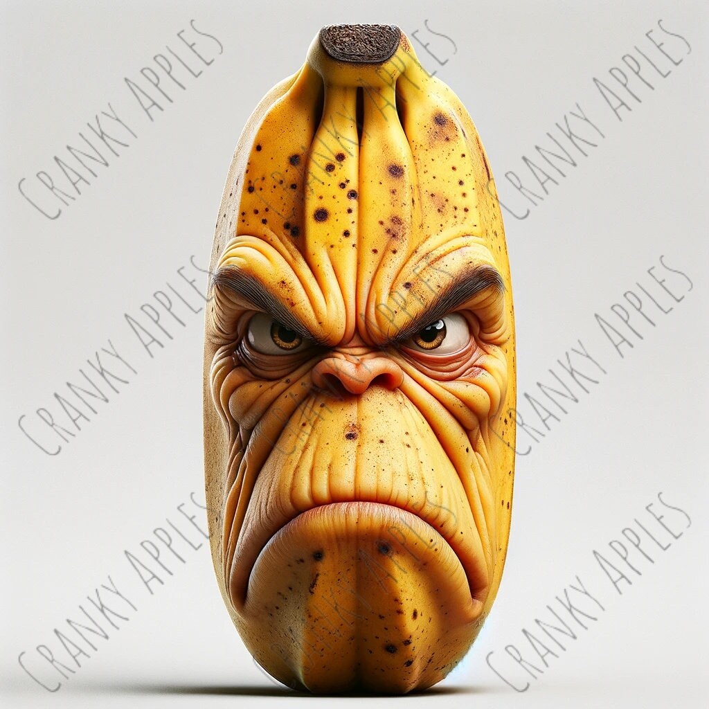 Funny Angry Grumpy Banana Digital Art Hilarious Ugly Fruit Instant ...