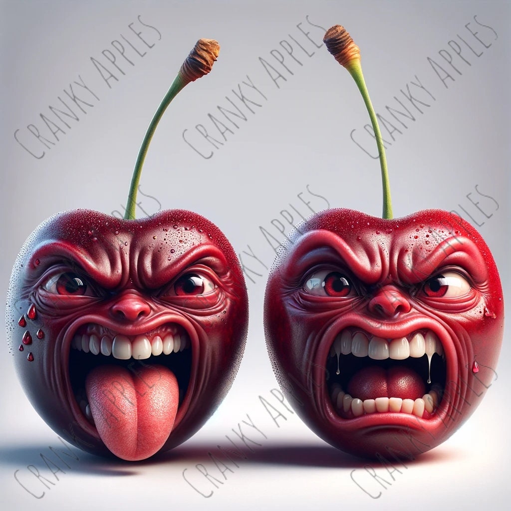 Funny Screaming Cherries Digital Art Hilarious Ugly Veggies Printable ...