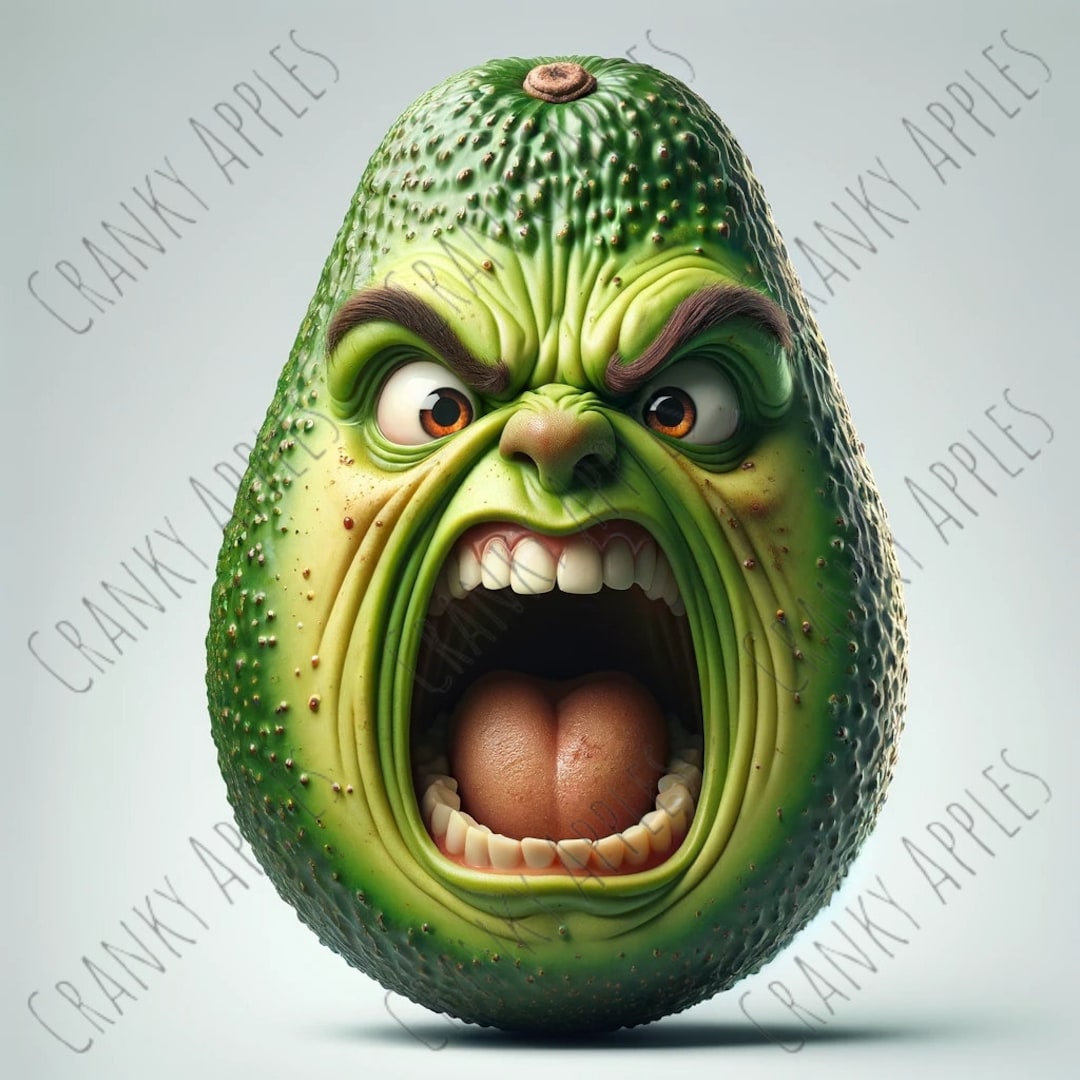 Funny Screaming Avocado Digital Art Hilarious Ugly Veggies Printable ...
