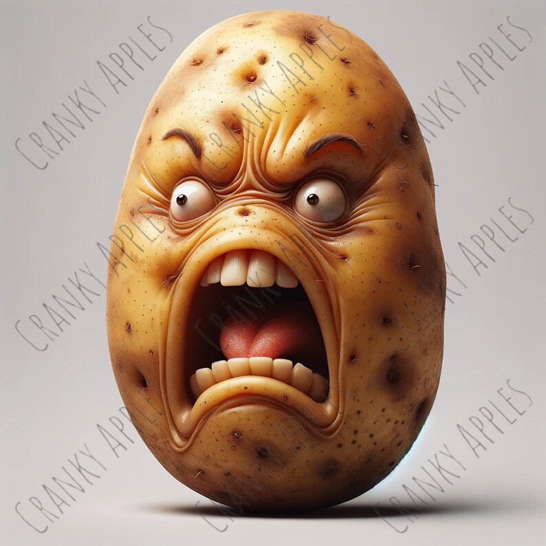 Screaming Silly Funny Potato Digital Art Hilarious Ugly Veggies ...