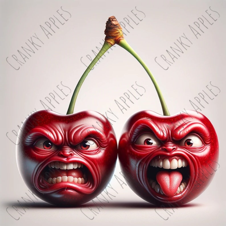 Funny Screaming Cherries Digital Art Hilarious Ugly Veggies Printable ...