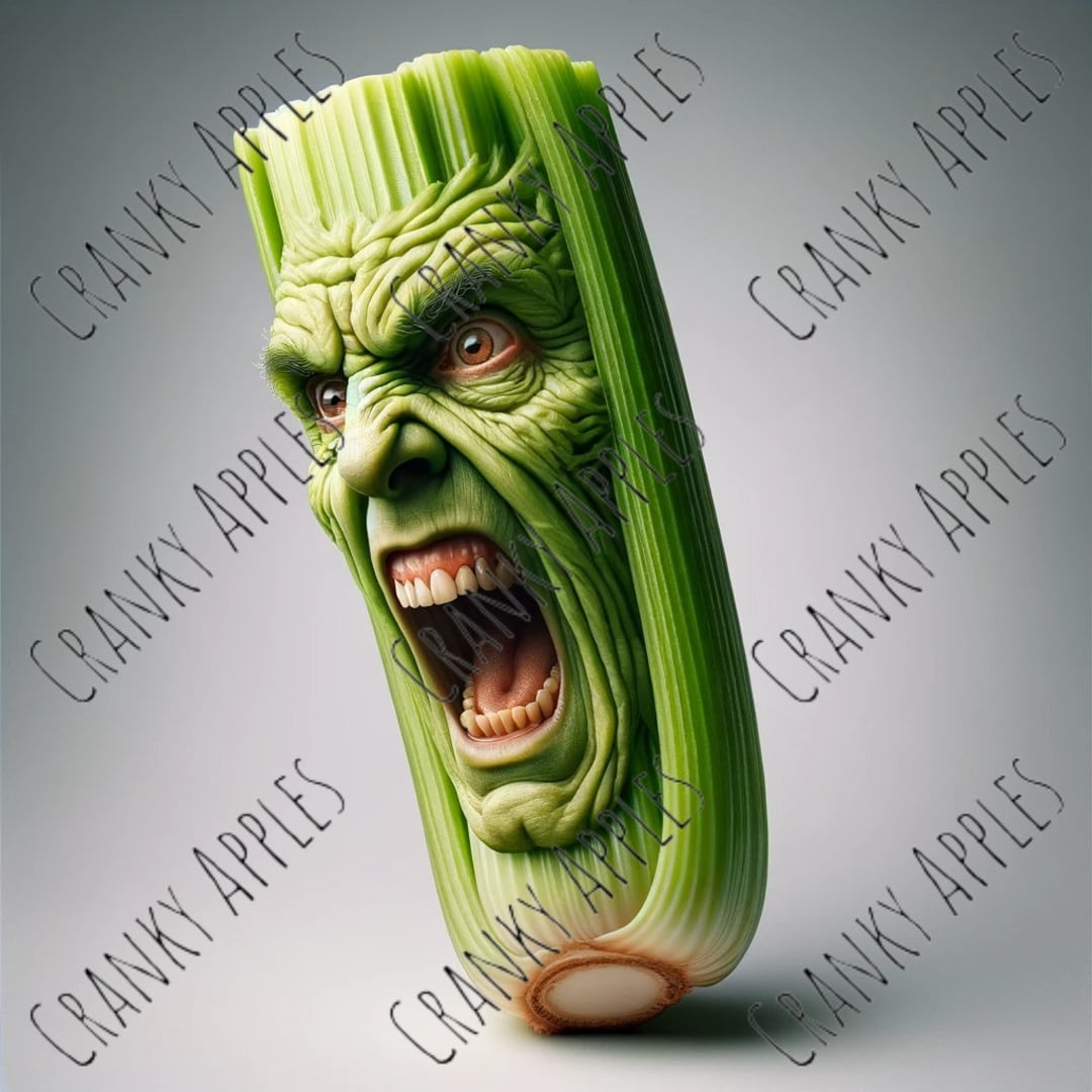 Angry Yelling Celery Digital Art Hilarious Ugly Fruit Instant Download ...