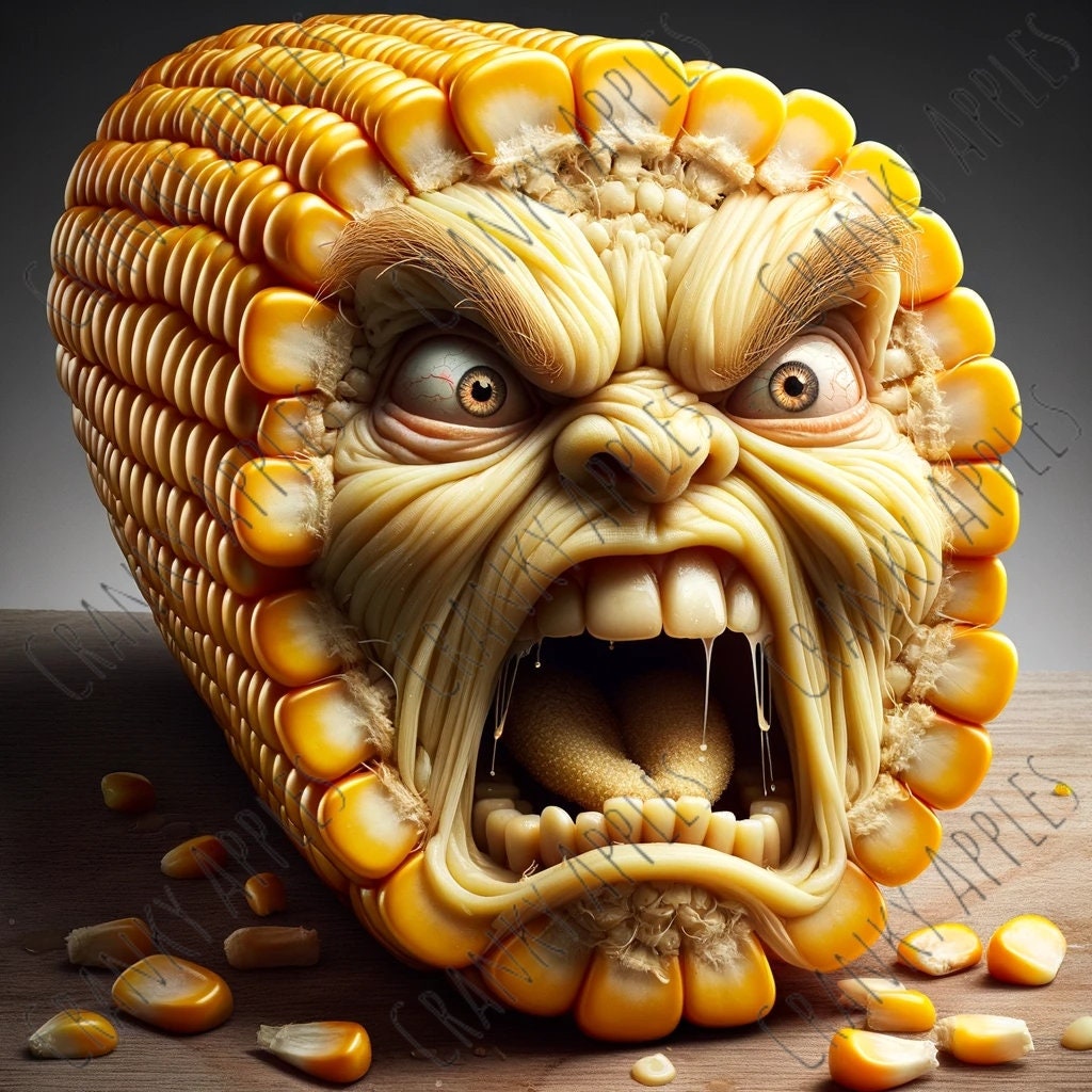 Silly Funny Screaming Corn Digital Art Ugly Hilarious Veggies Printable ...
