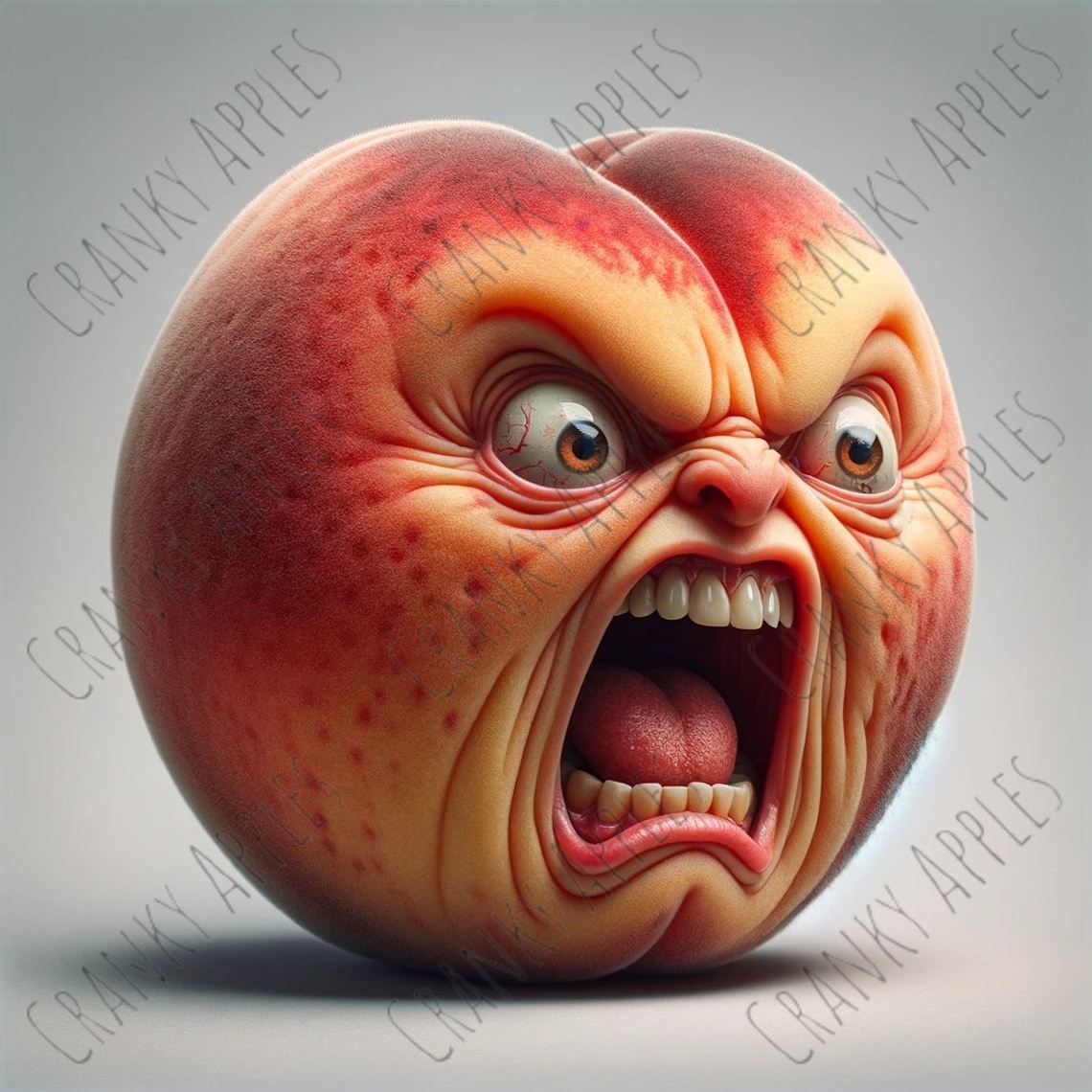Funny Screaming Peach Digital Art Hilarious Ugly Fruit - Etsy