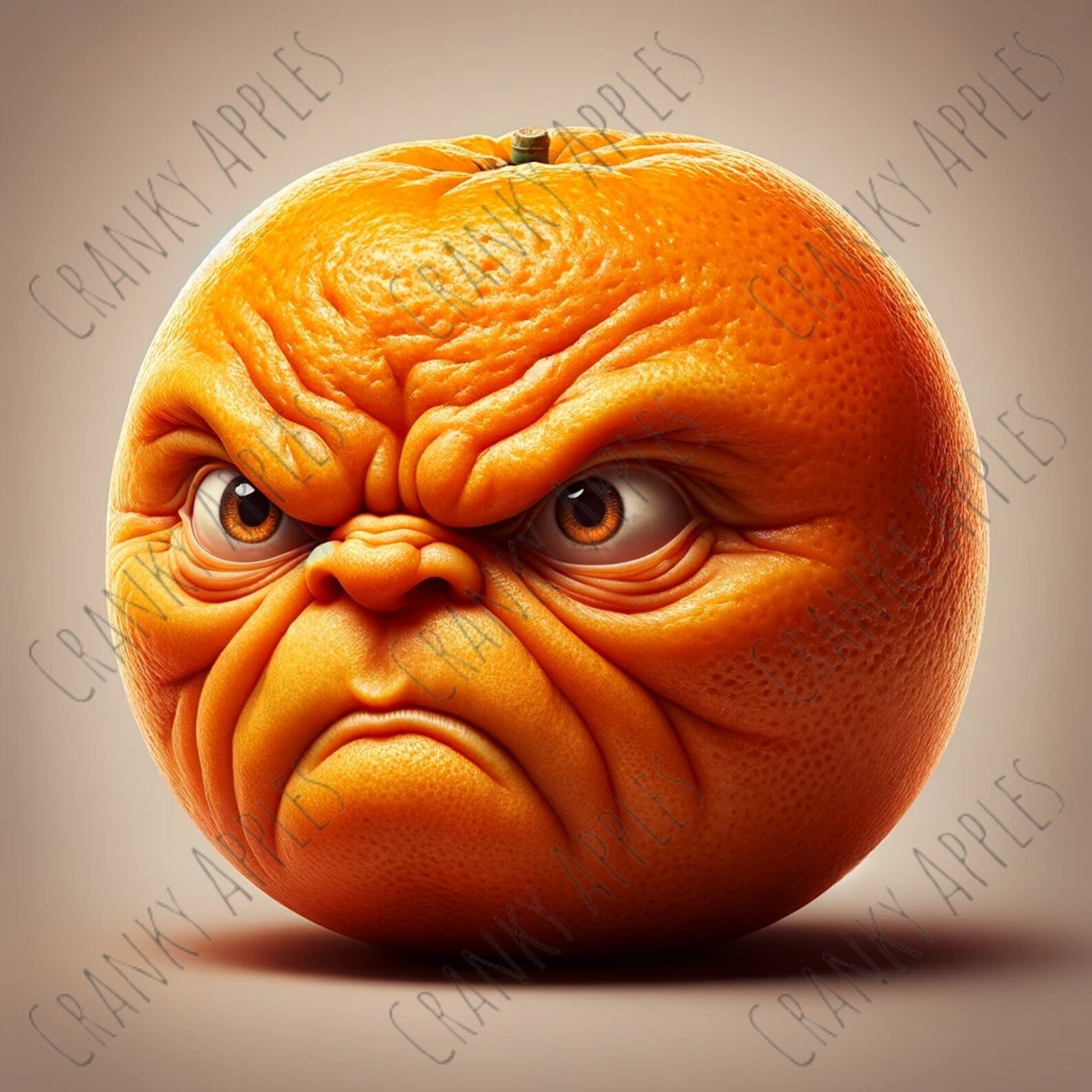 Funny Grumpy Angry Orange Digital Art Hilarious Ugly Fruit Printable ...