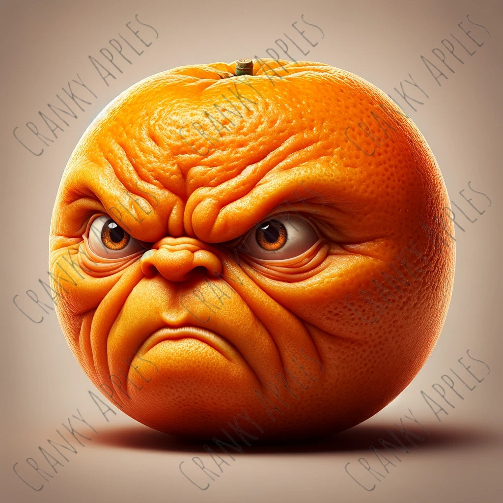 Funny Grumpy Angry Orange Digital Art Hilarious Ugly Fruit Printable ...