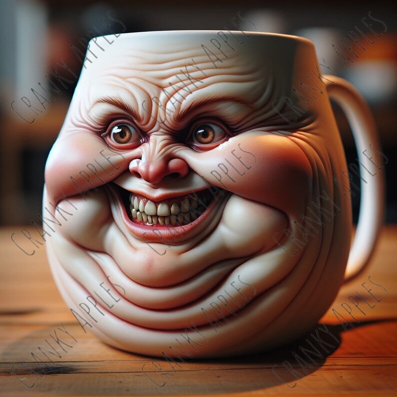 Creepy Smiling Morning Coffee Mug Digital Art Hilarious Art Printable ...