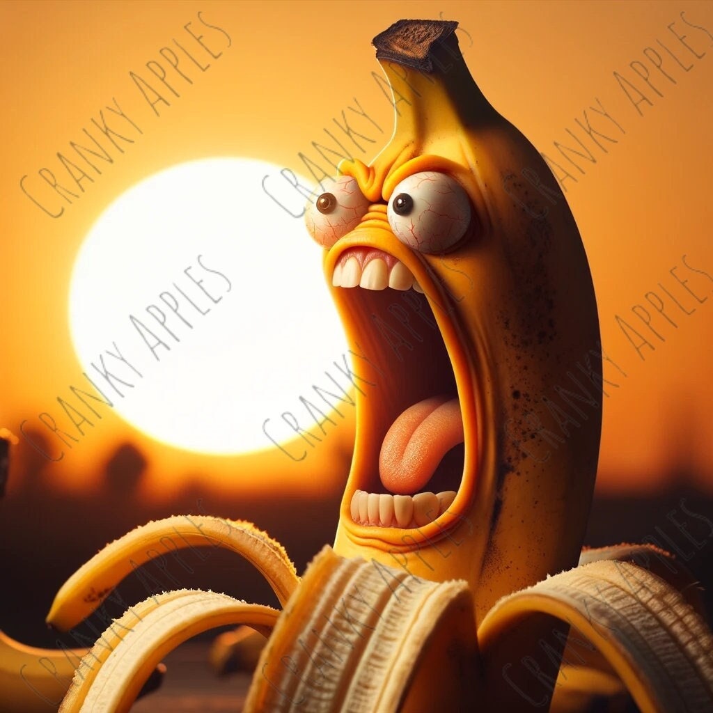 Funny Screaming Banana Digital Art Hilarious Ugly Fruit Printable PNG ...