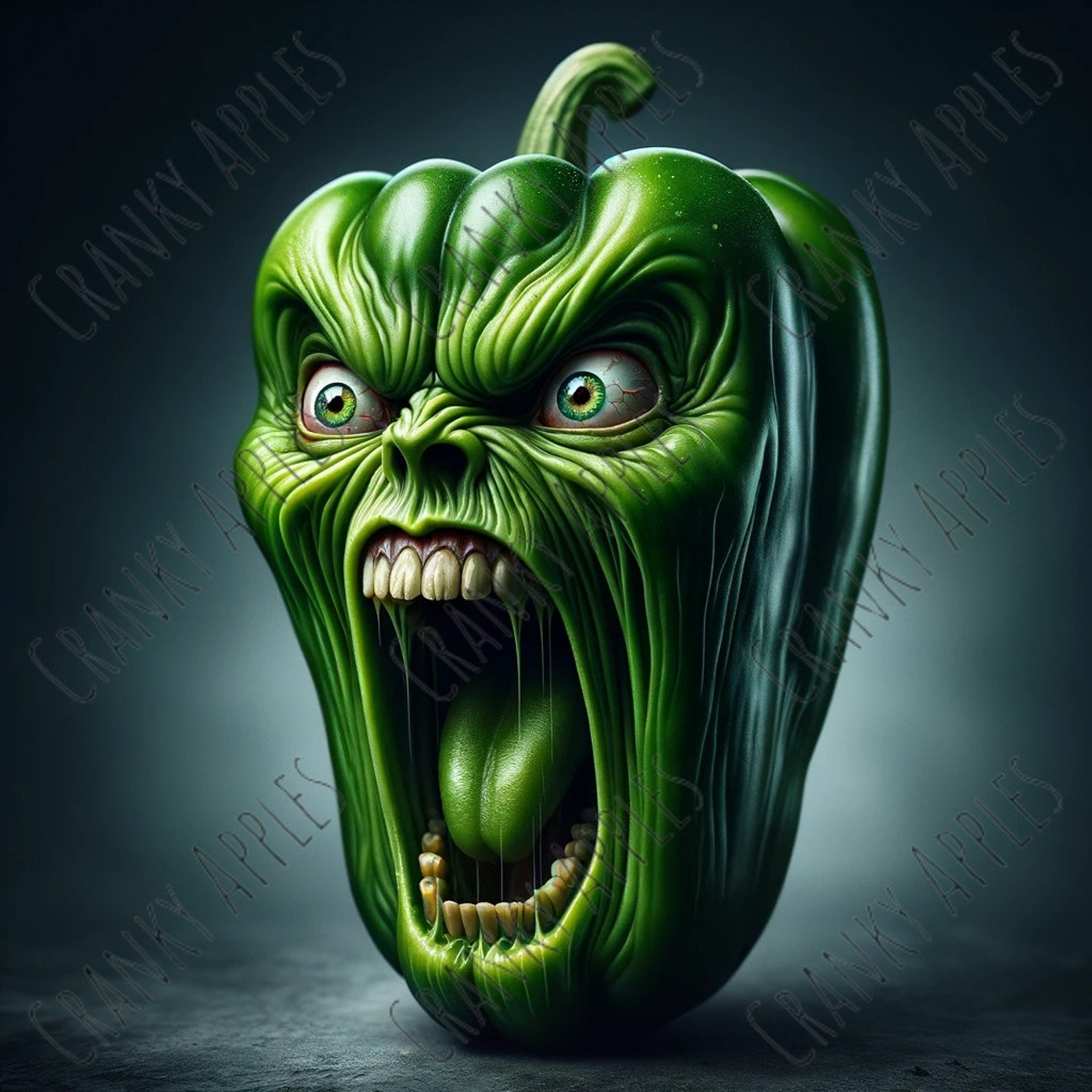 Funny Screaming Green Pepper Digital Art Ugly Hilarious Veggies ...