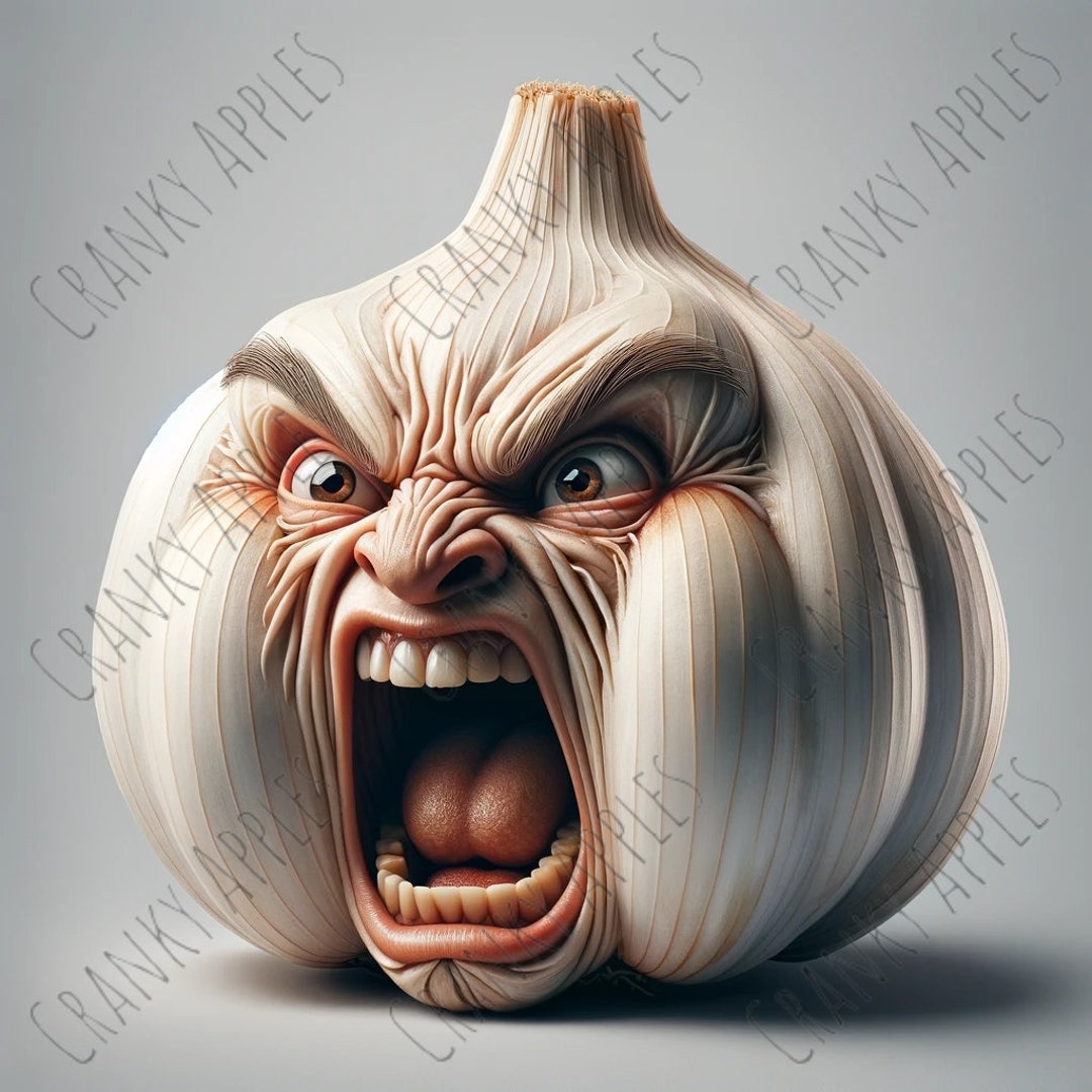 Funny Screaming Silly Garlic Digital Art Ugly Hilarious Veggies ...