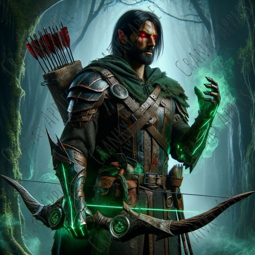 Dark Ranger Hunter Archer Tracker Digital Art Instant Download Fantasy ...