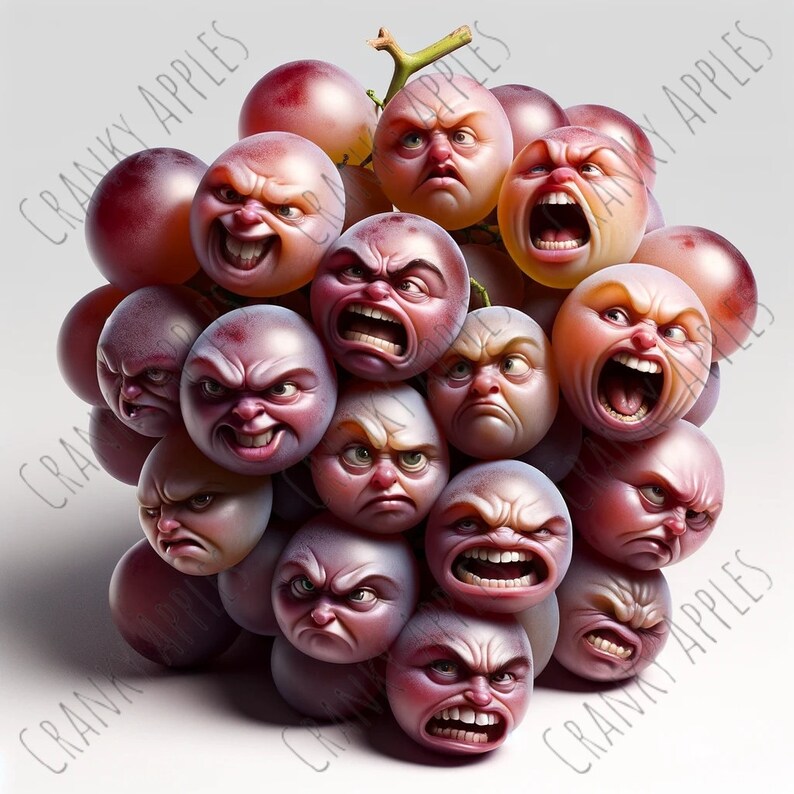 Funny Grapes Screaming Digital Art Hilarious Ugly Veggies - Etsy