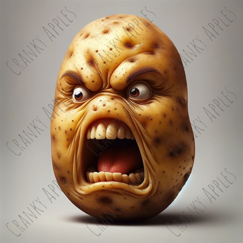 Screaming Funny Silly Potato Digital Art Hilarious Ugly Veggies ...