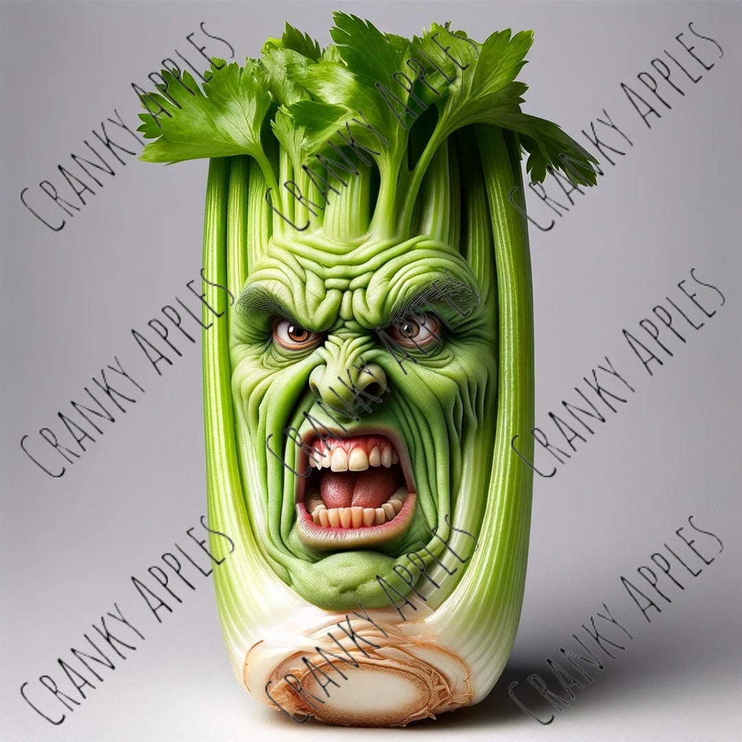 Ugly Screaming Celery Digital Art Hilarious Ugly Fruit Instant Download ...